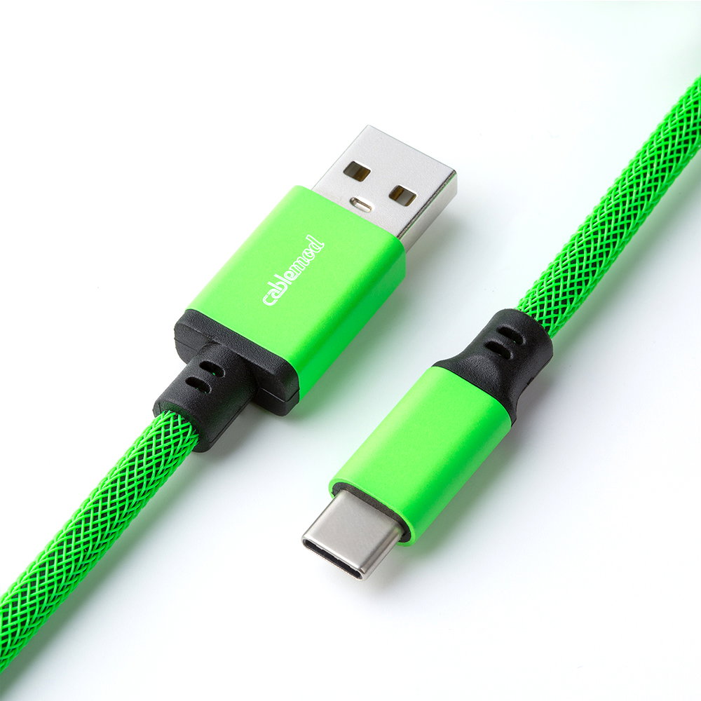 CableMod Pro Coiled Keyboard Cable (Viper Green, USB A to USB Type C ...