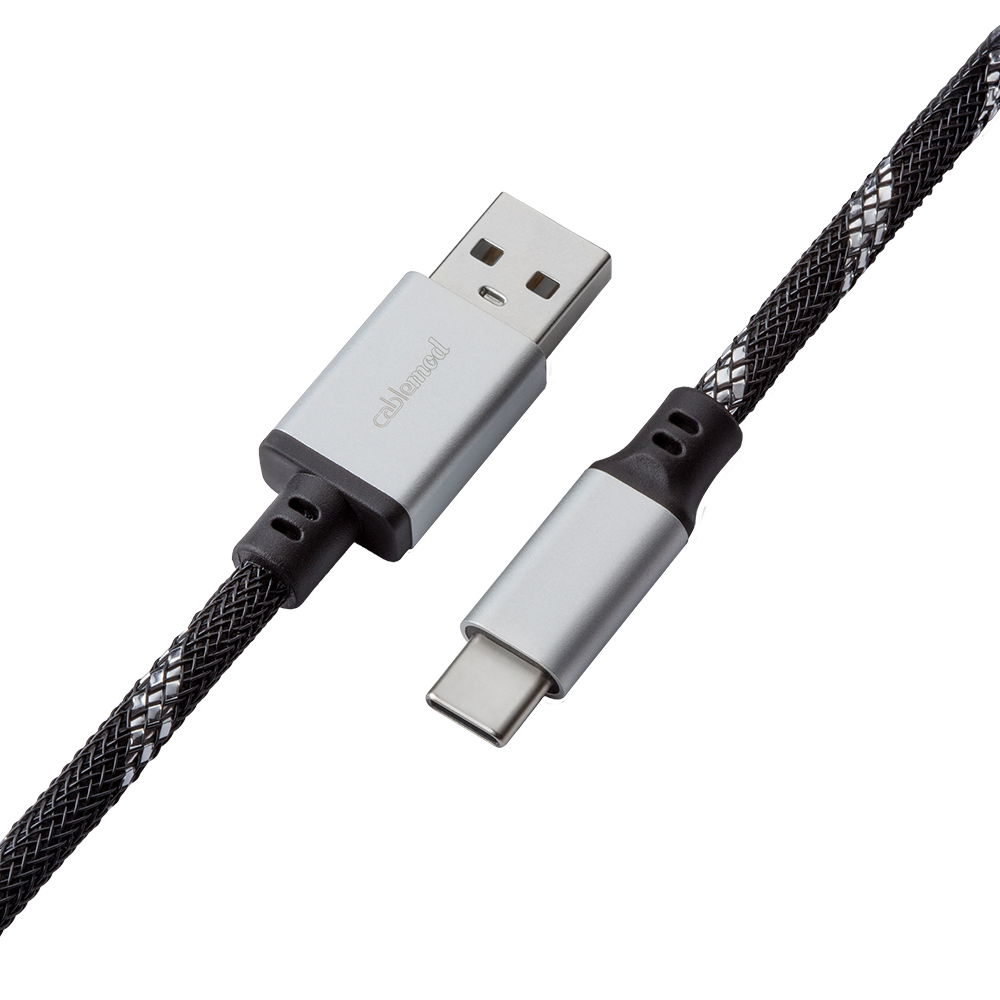 CableMod Pro Coiled Keyboard Cable (Sterling Black, USB A to USB Type C ...
