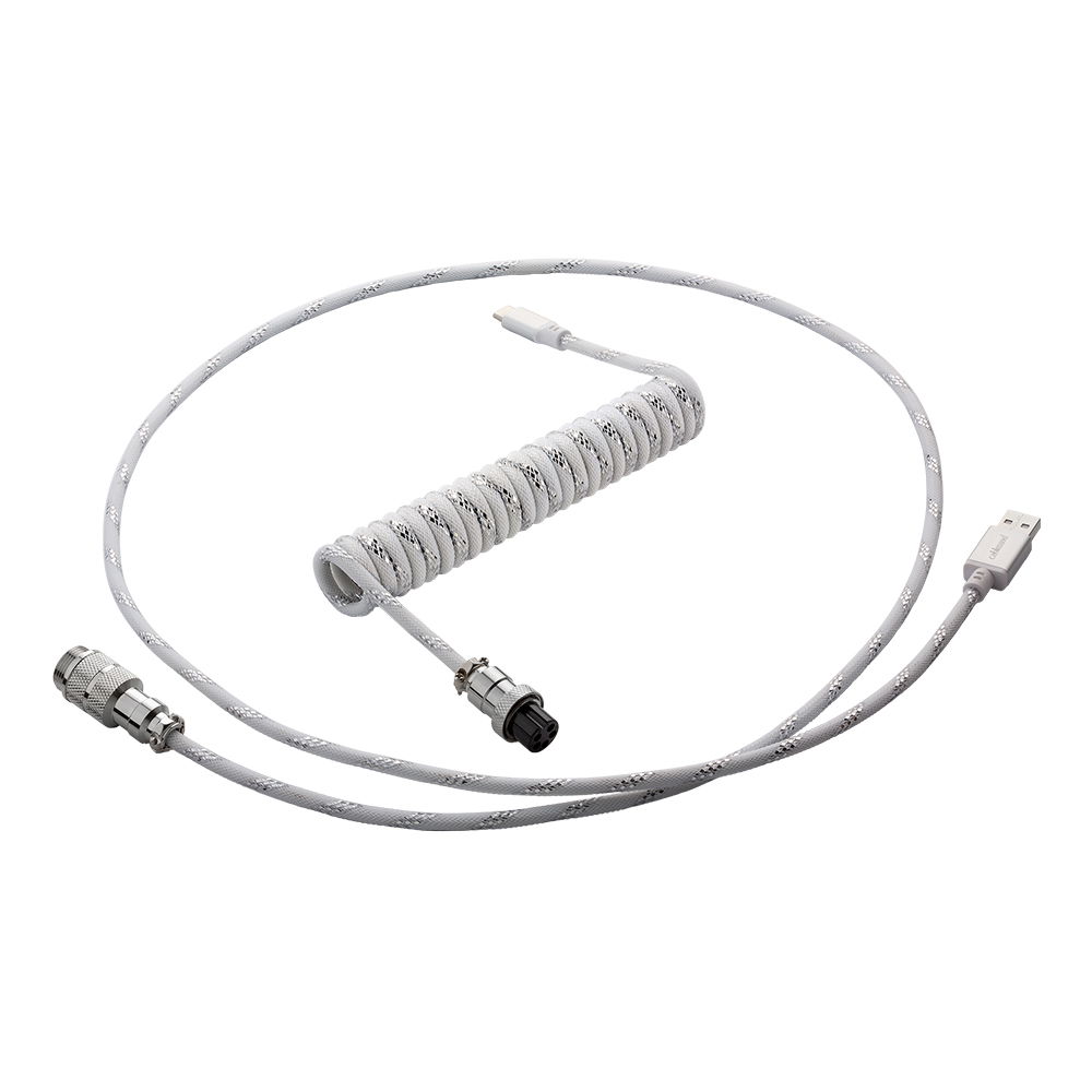 CableMod Pro Coiled Keyboard Cable (Sterling White, USB A to USB Type C ...